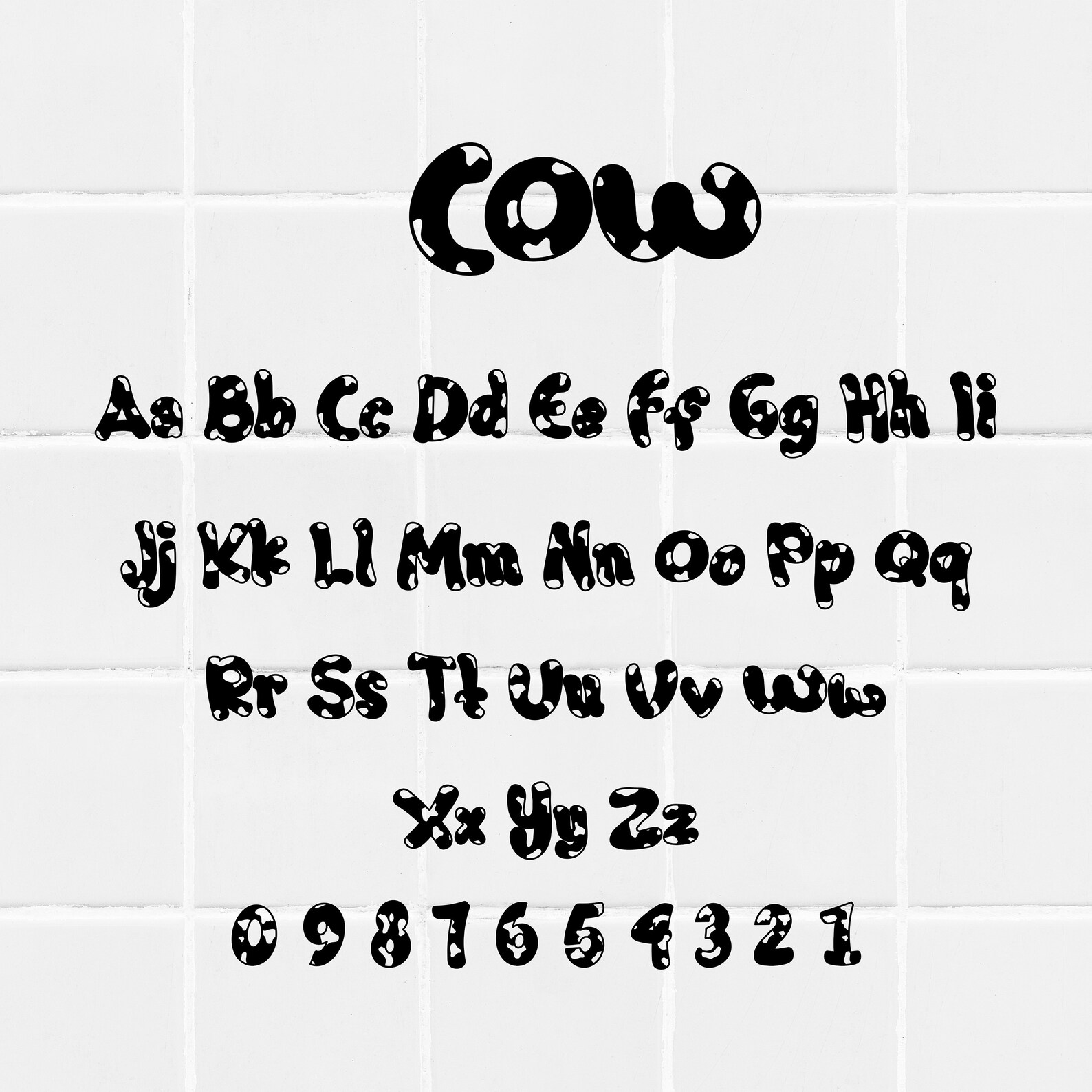 Cow Font SVG PNG Font Animal Cow Alphabet Farmhouse Font Cow Skin Font ...