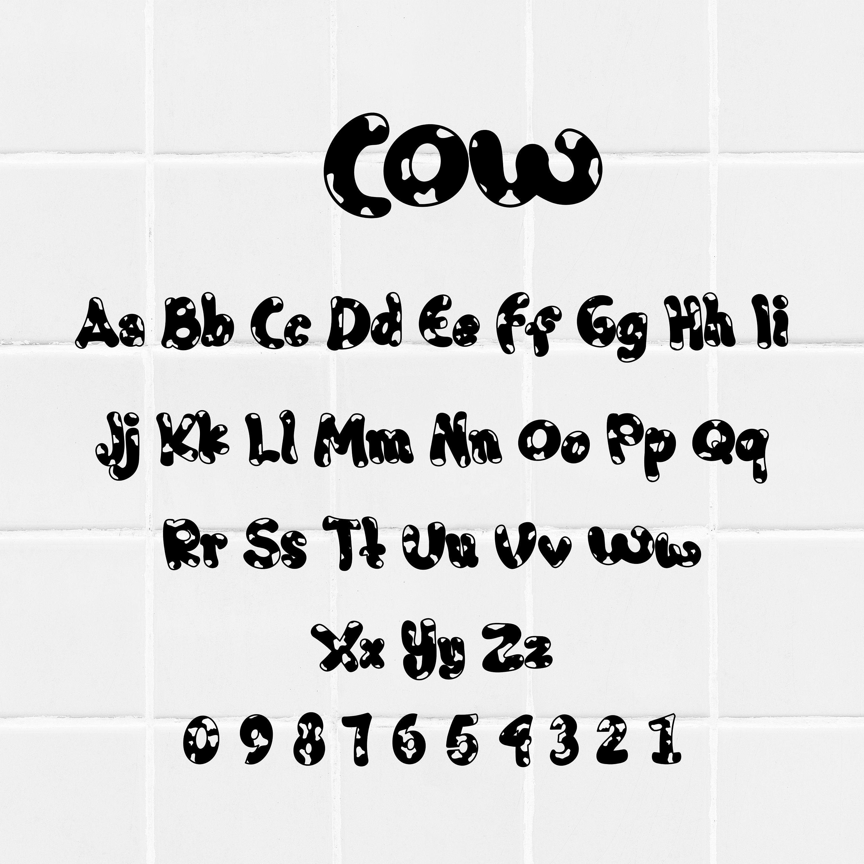 Cow Font SVG PNG Font Animal Cow Alphabet Farmhouse Font Cow Skin Font ...