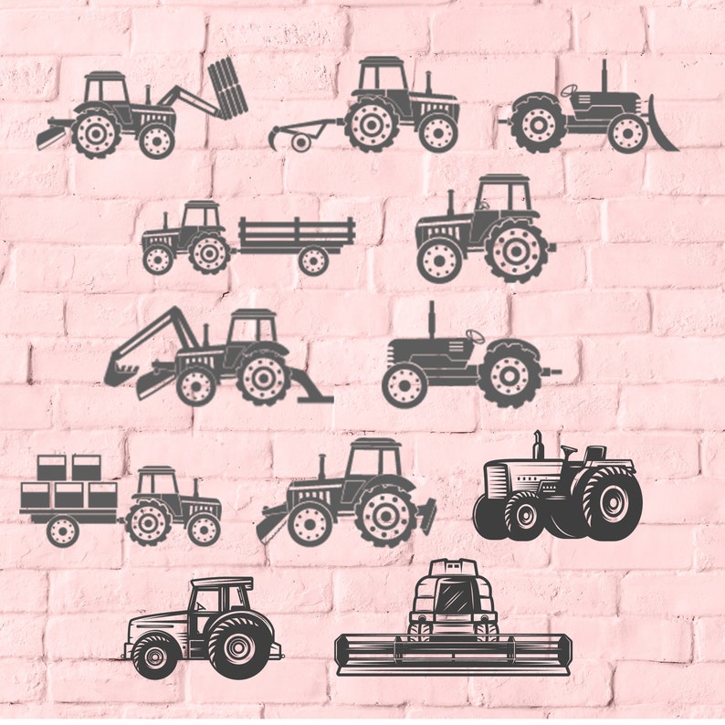 Tractor Svg,12 Tractor Clipart,tractor Silhouette,farm Tractor Svg,farm ...