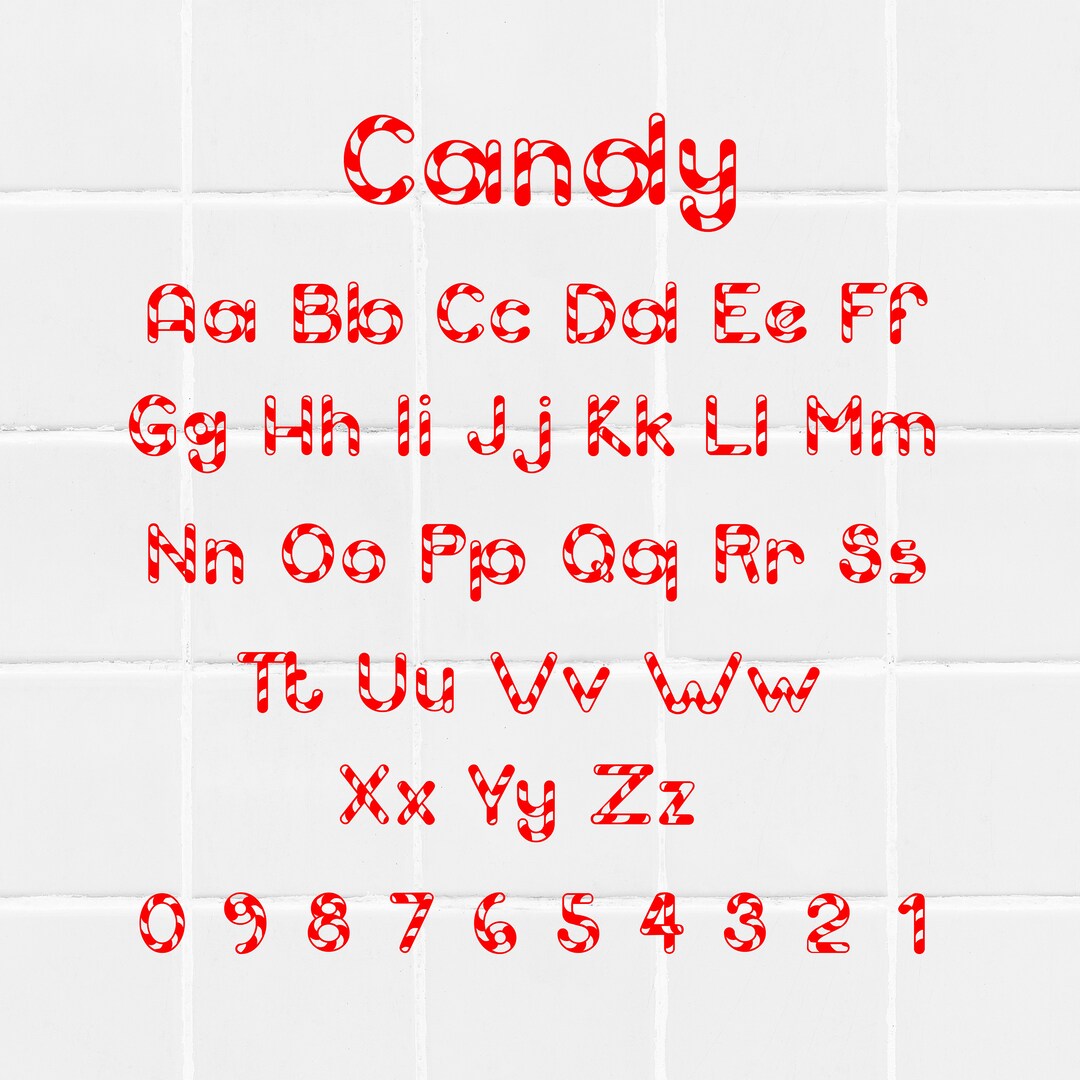 Candy Cane Font , Candy Cane Font Svg Cricut, Candy Font Svg, Christmas ...
