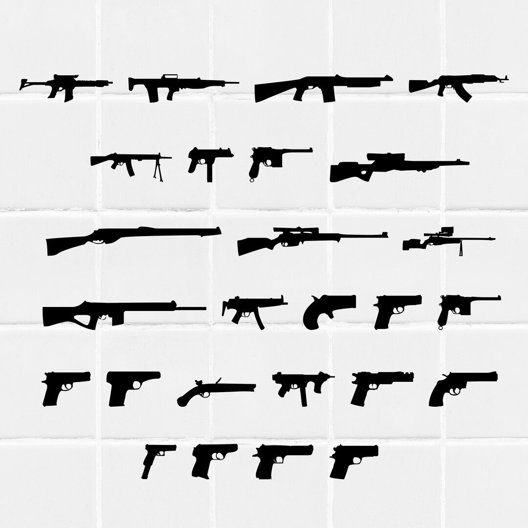 Guns Svg,military Weapon Svg,26 Guns Clipart,pistol Svg,digital File ...