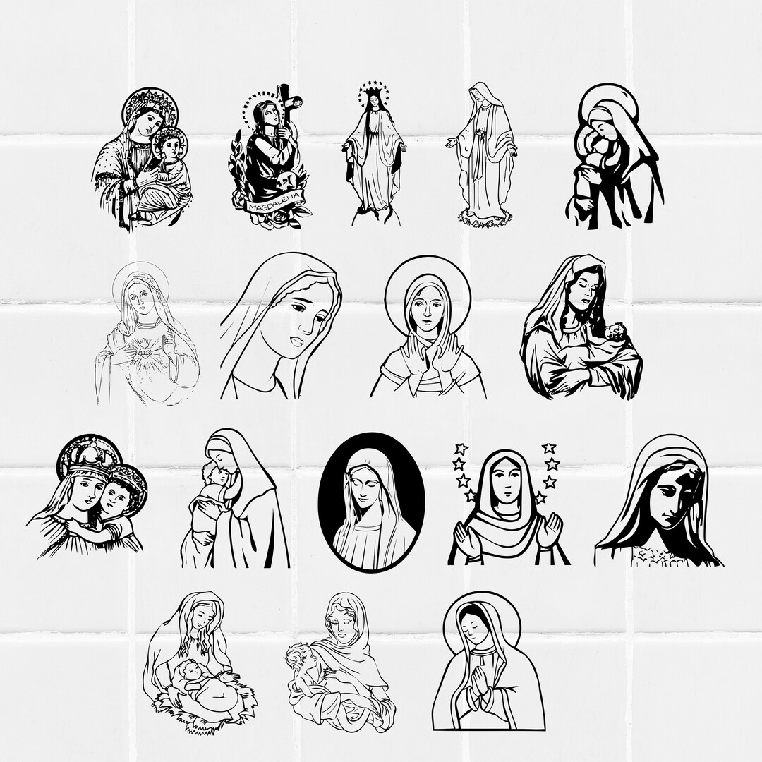 Virgin Mary Svg bundle,Virgin Mary clipart, Virgin Mary design,Virgin ...