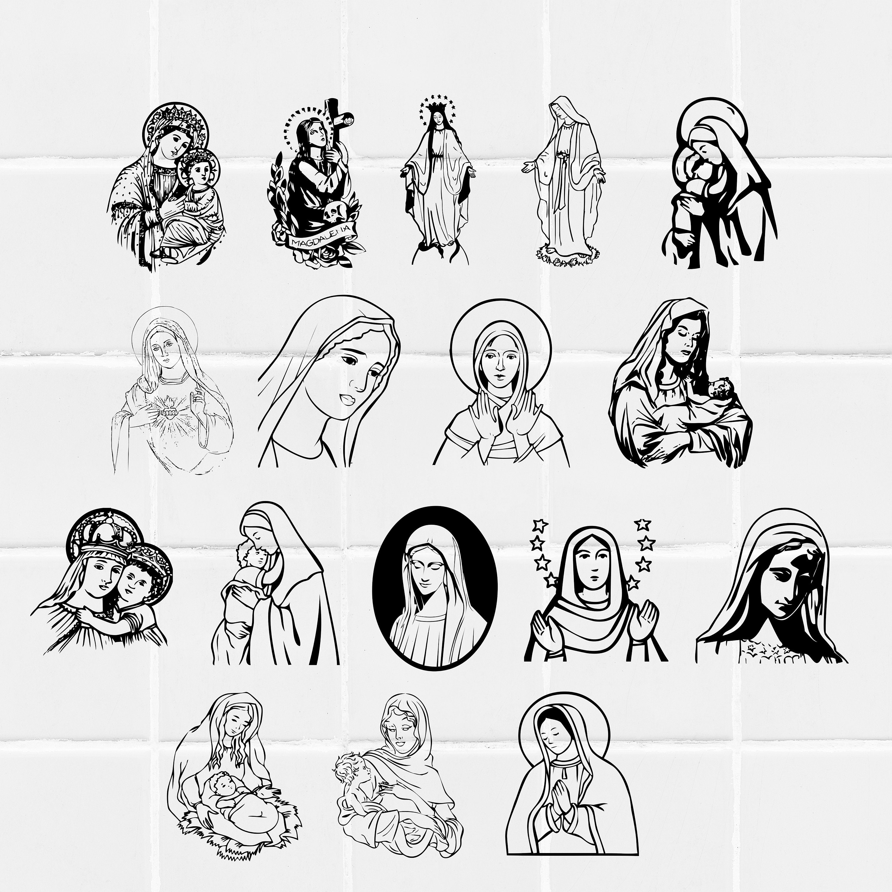 Virgin Mary Svg Bundle,virgin Mary Clipart, Virgin Mary Design,virgin ...
