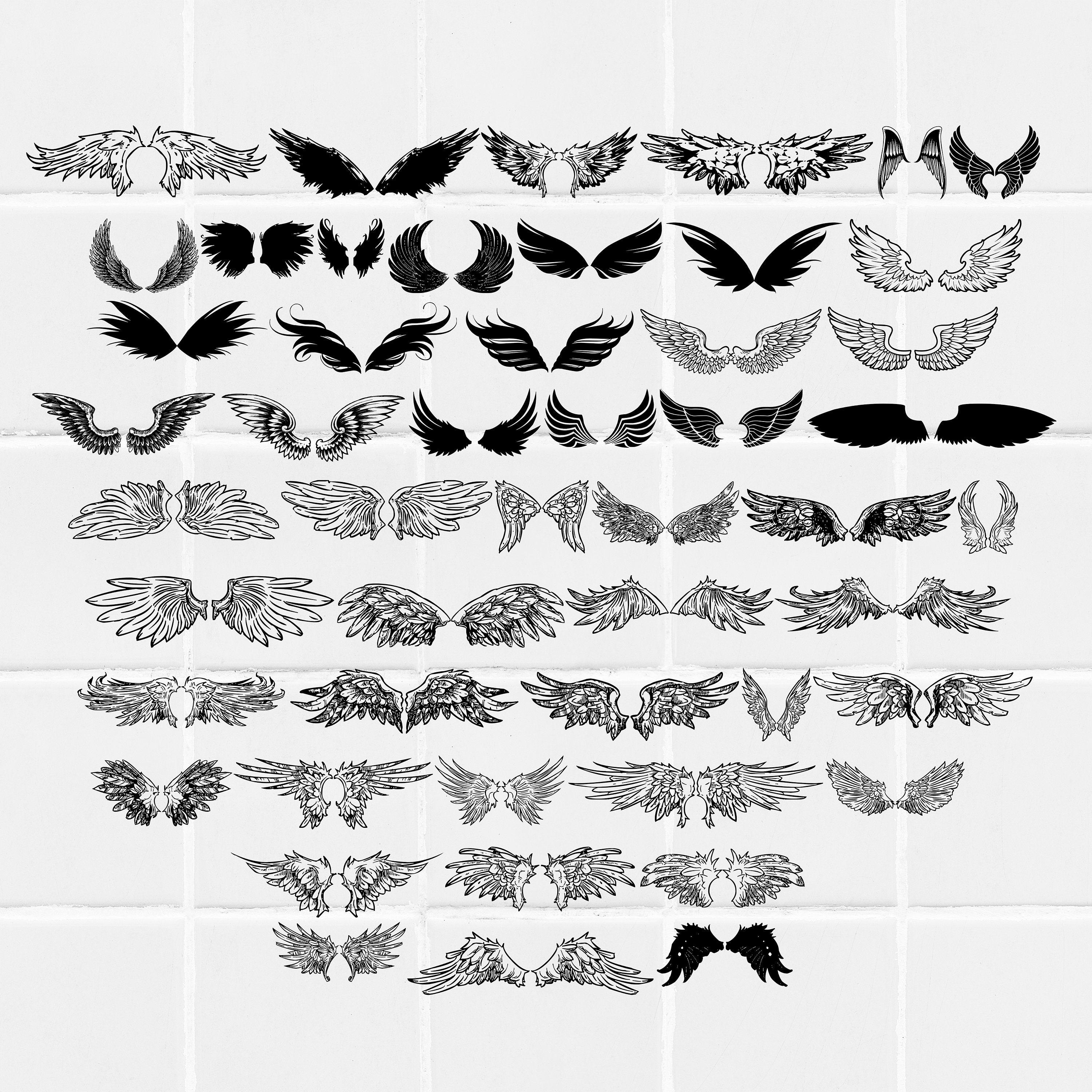 Alas de ángel Svg bundle, clipart de alas de 50, paquete de alas de ...