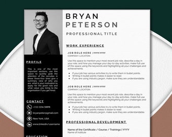 Professional Resume Template With Photo CV Template Resume - Etsy