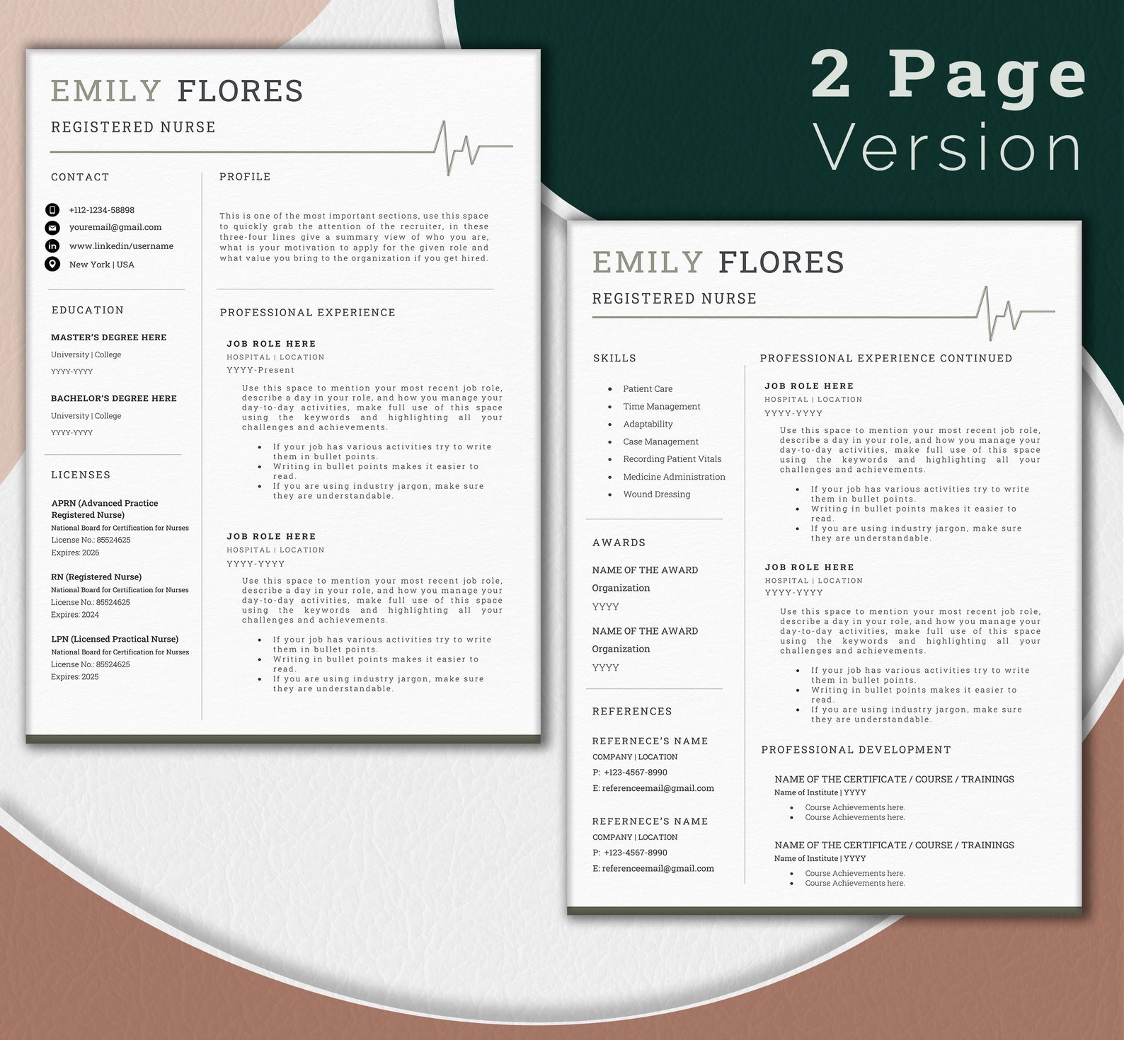 Nurse Resume Template, New Graduate Nurse, Professional Nurse Resume ...