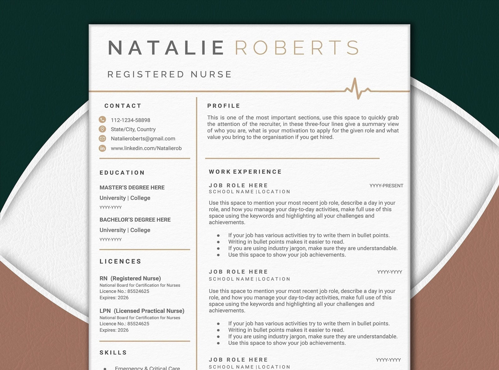 New Graduate Nurse Resume Template | Professional Nurse CV | RN, CN ...