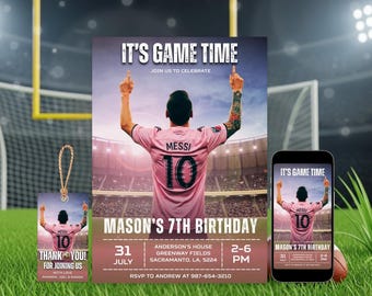 Messi Birthday Invitation, Soccer Editable Template, Fifa Birthday ...