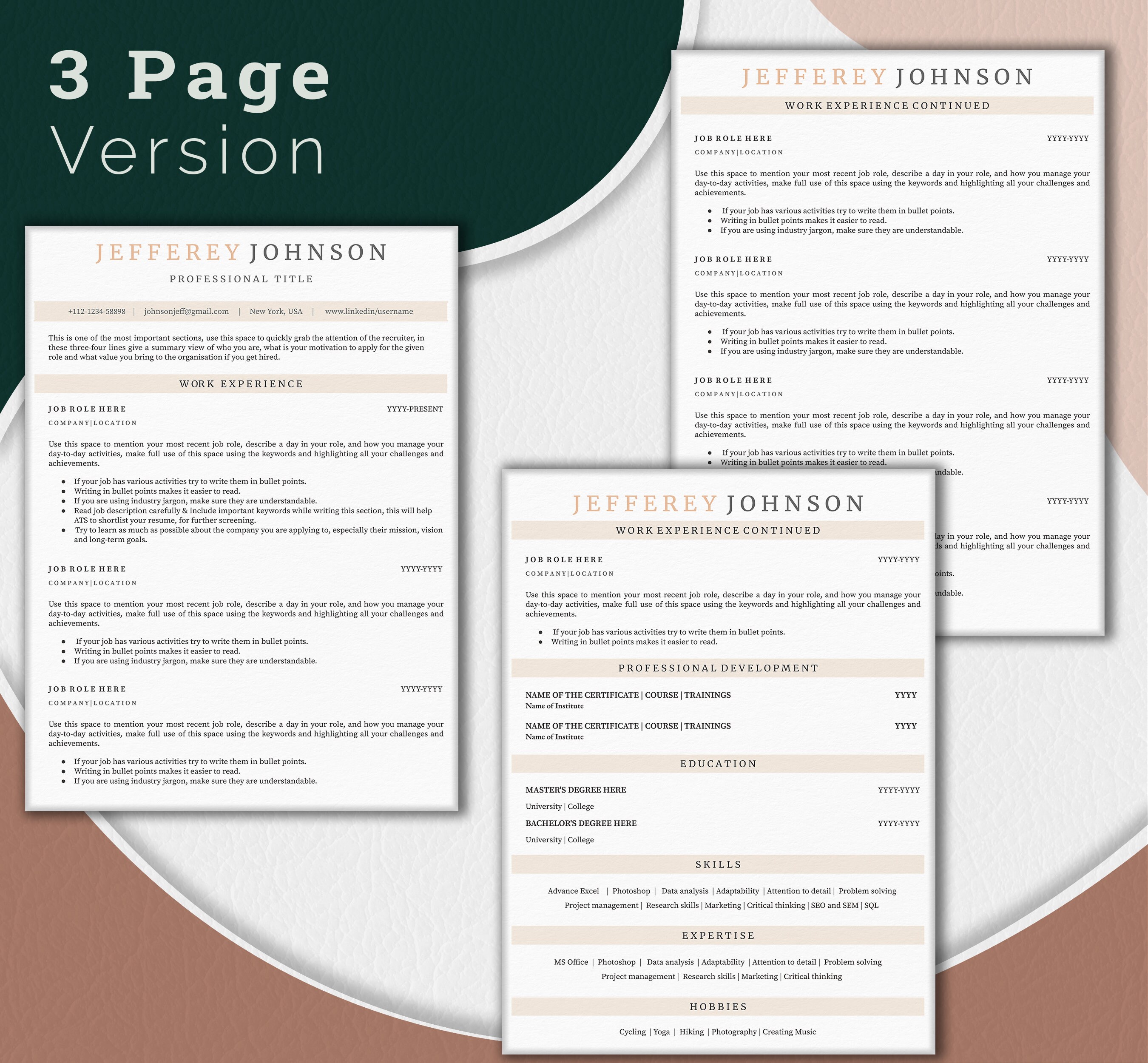 ATS Optimized CV Template for Word & Google Docs, Google Docs Ats ...