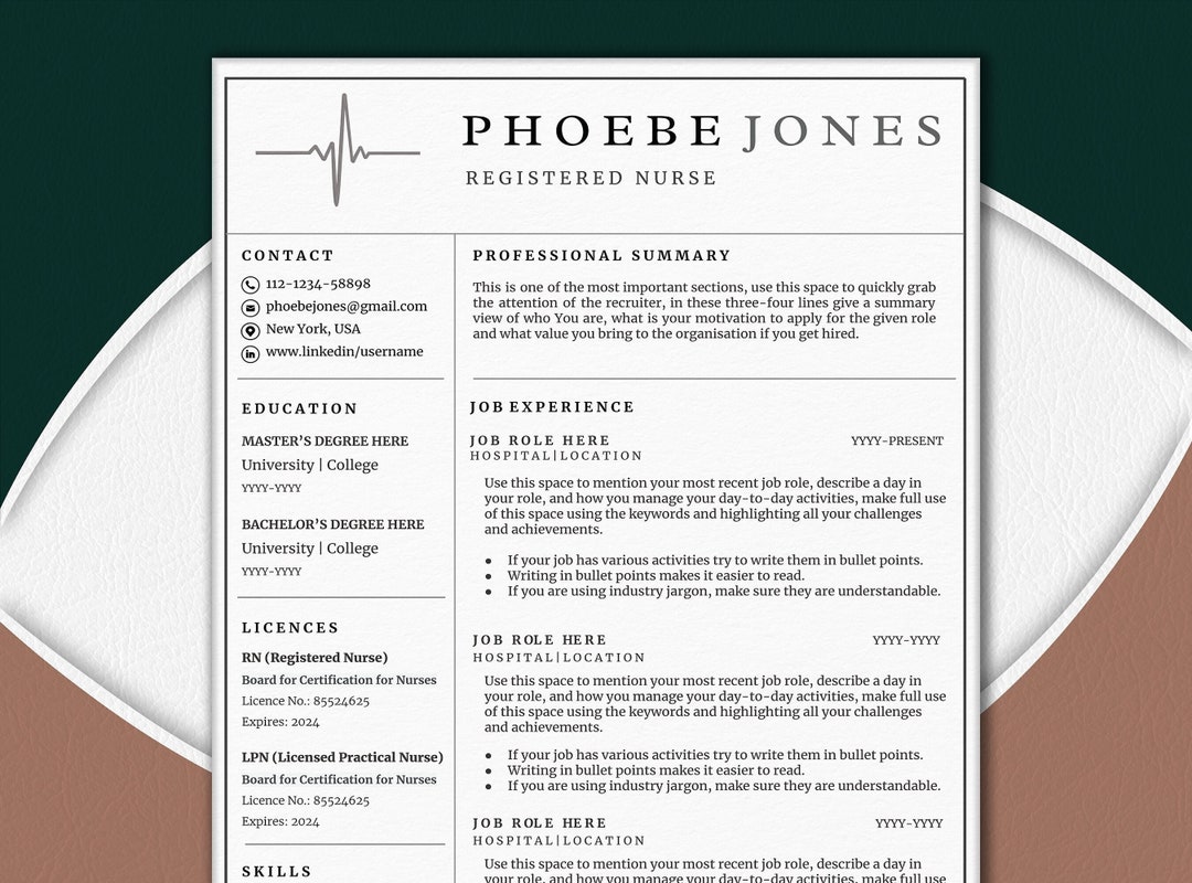 Nurse Resume Template for Google Docs, Word, Medical Resume Template ...