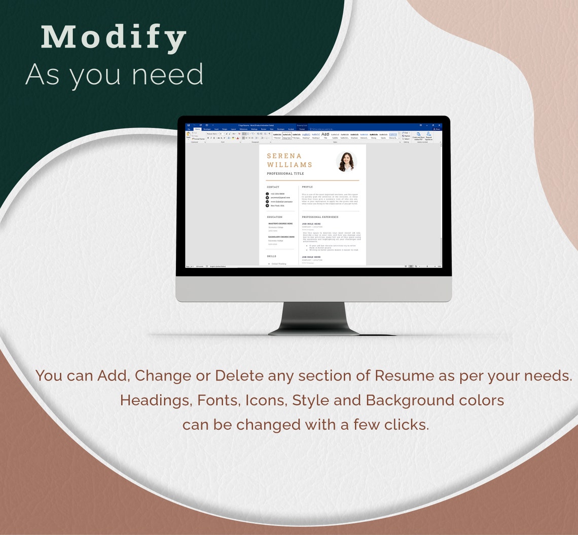 Google Docs Resume, Word Templates, Resume With Photo, Modern ...