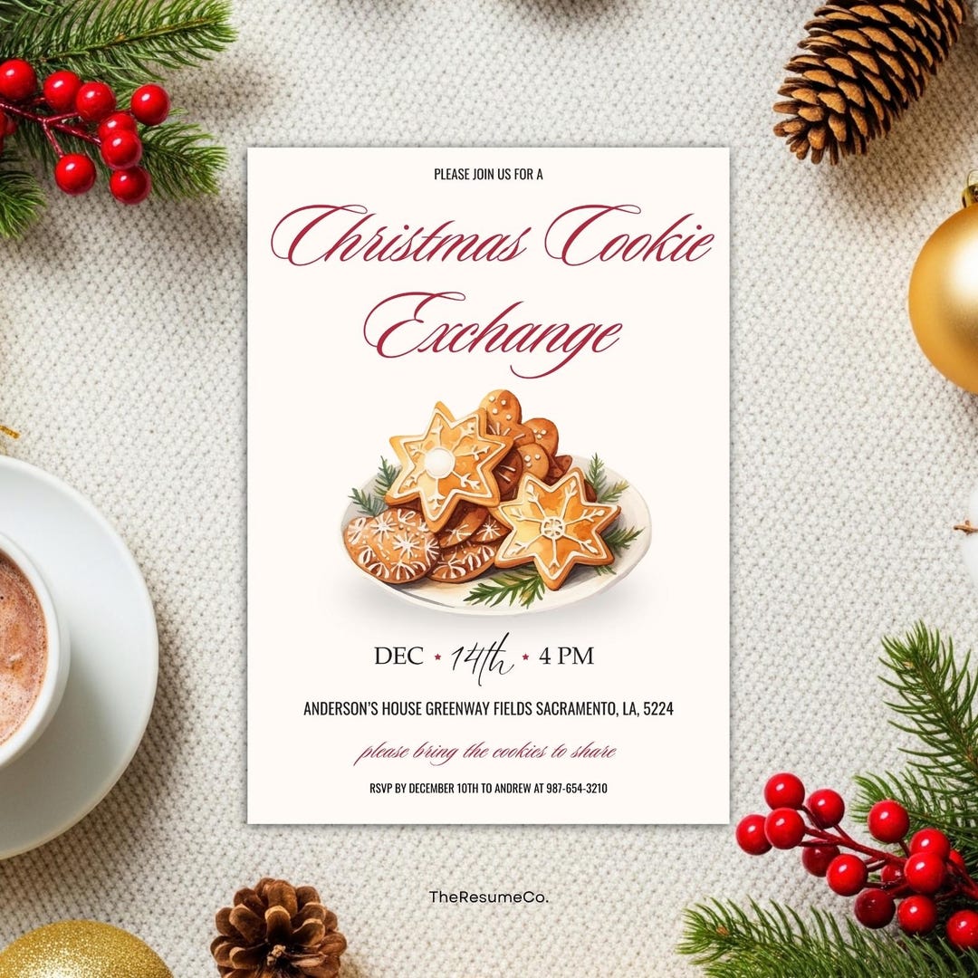 Christmas Cookie Exchange Invitation, Editable Holiday Cookie Swap ...