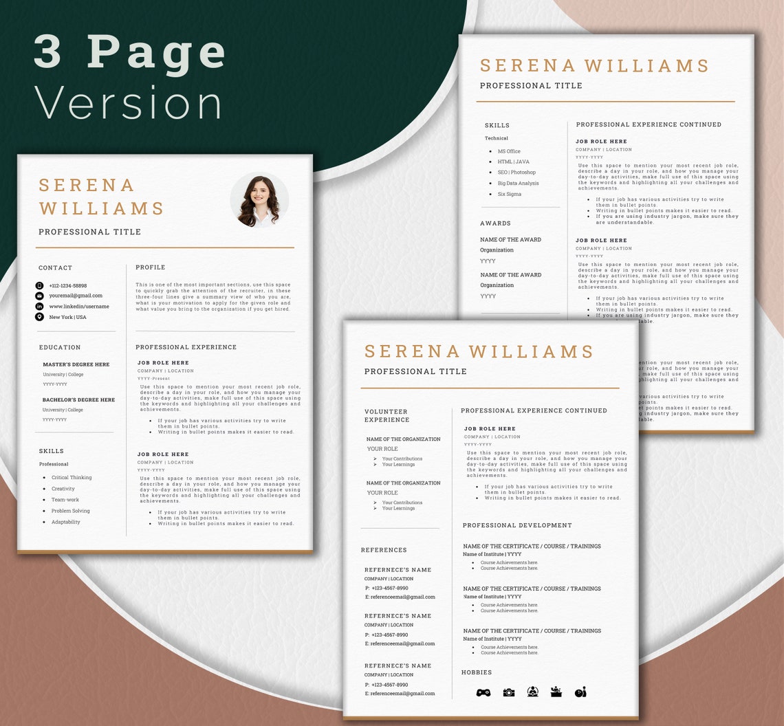 Google Docs Resume, Word Templates, Resume With Photo, Modern ...