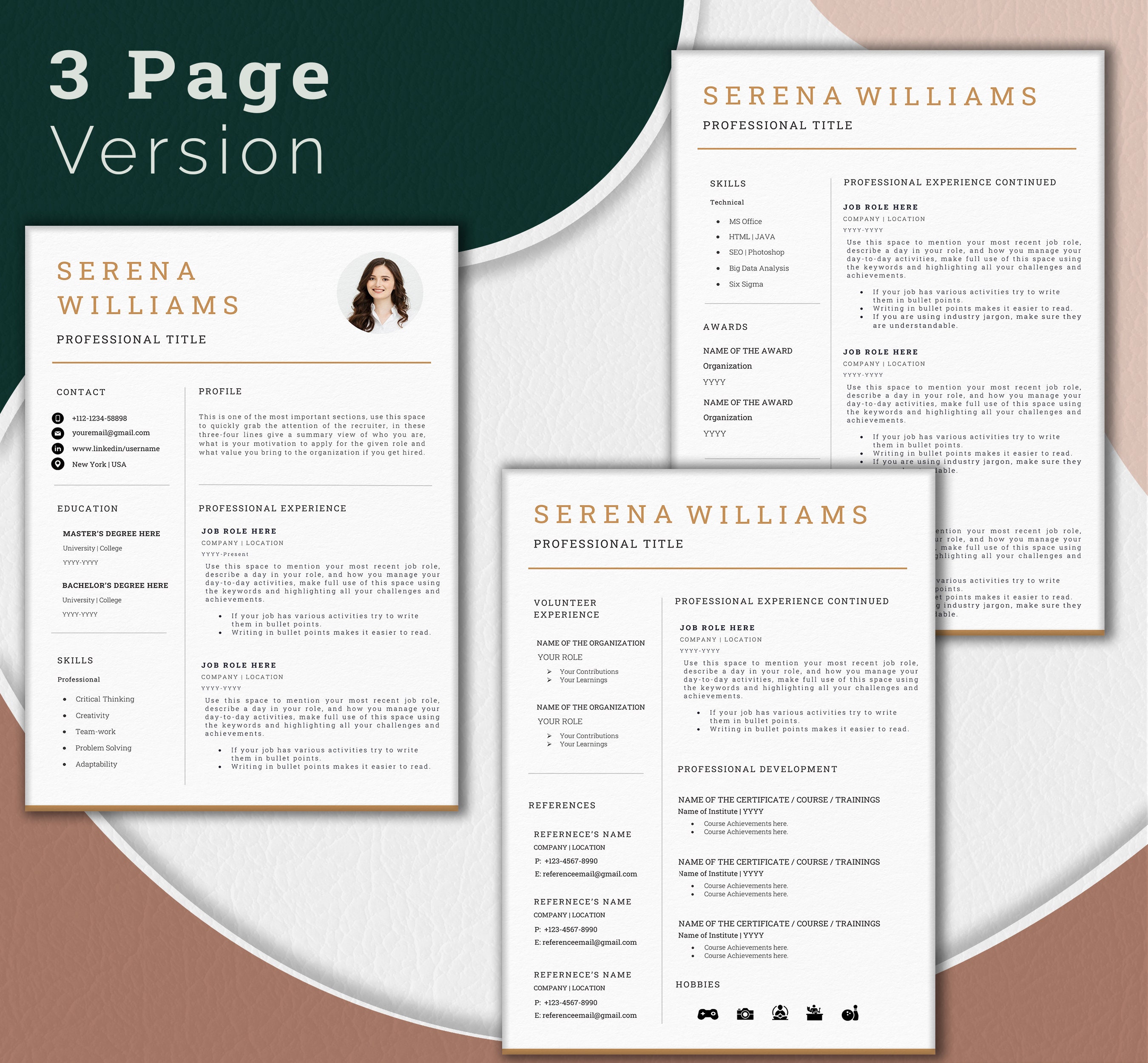 Google Docs Resume, Word Templates, Resume With Photo, Modern ...