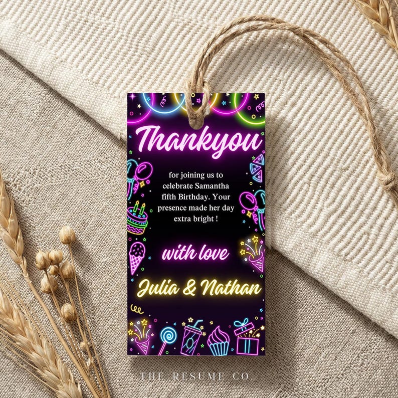 Neon Glow Birthday Invitation, Neon Party Invites, Glow Crazy, Glow in ...