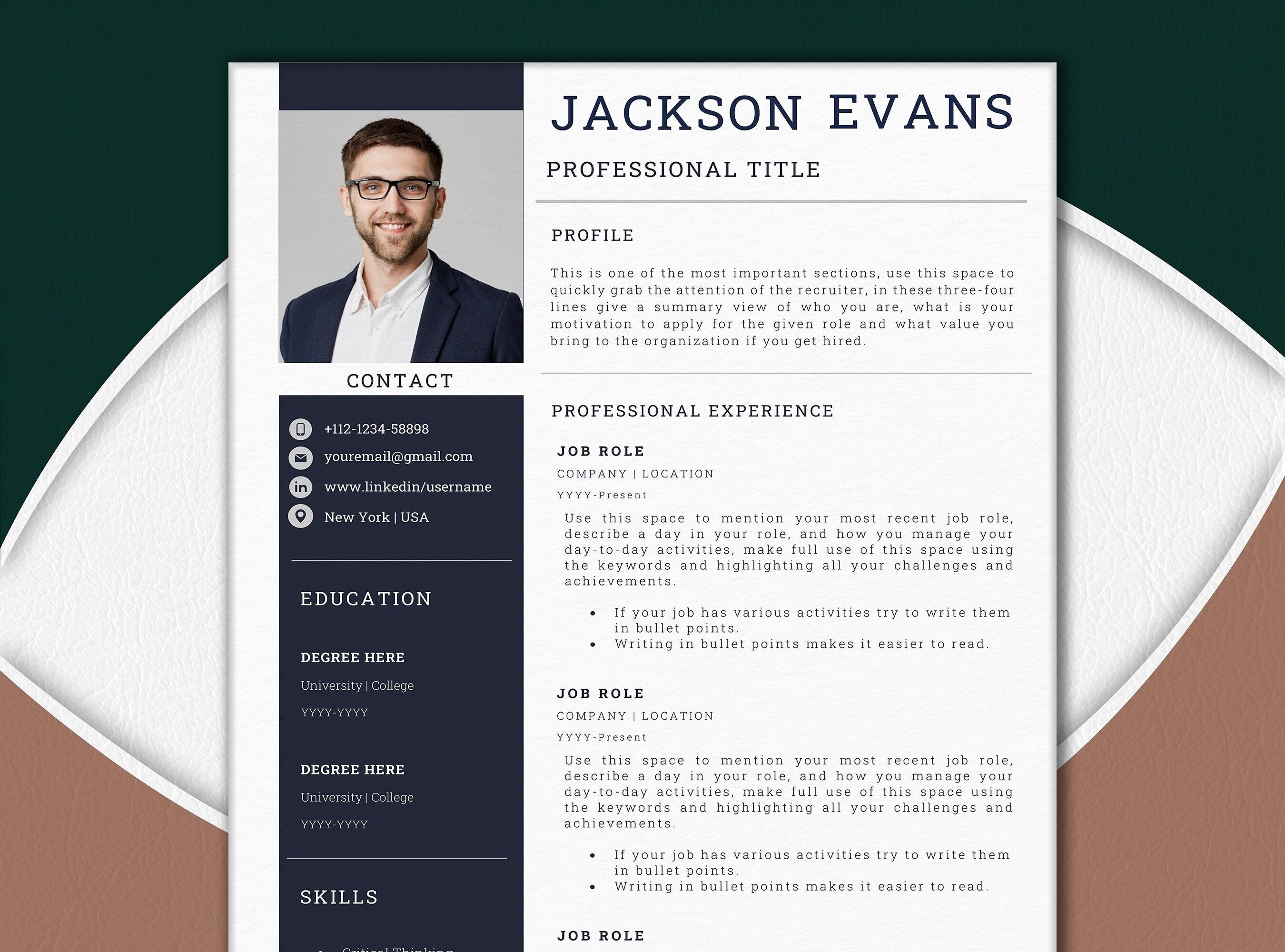 New Professional Resume Template Modern CV Digital Download - Etsy