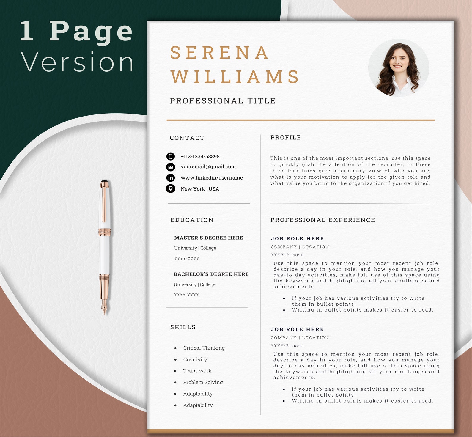 Google Docs Resume, Word Templates, Resume With Photo, Modern ...