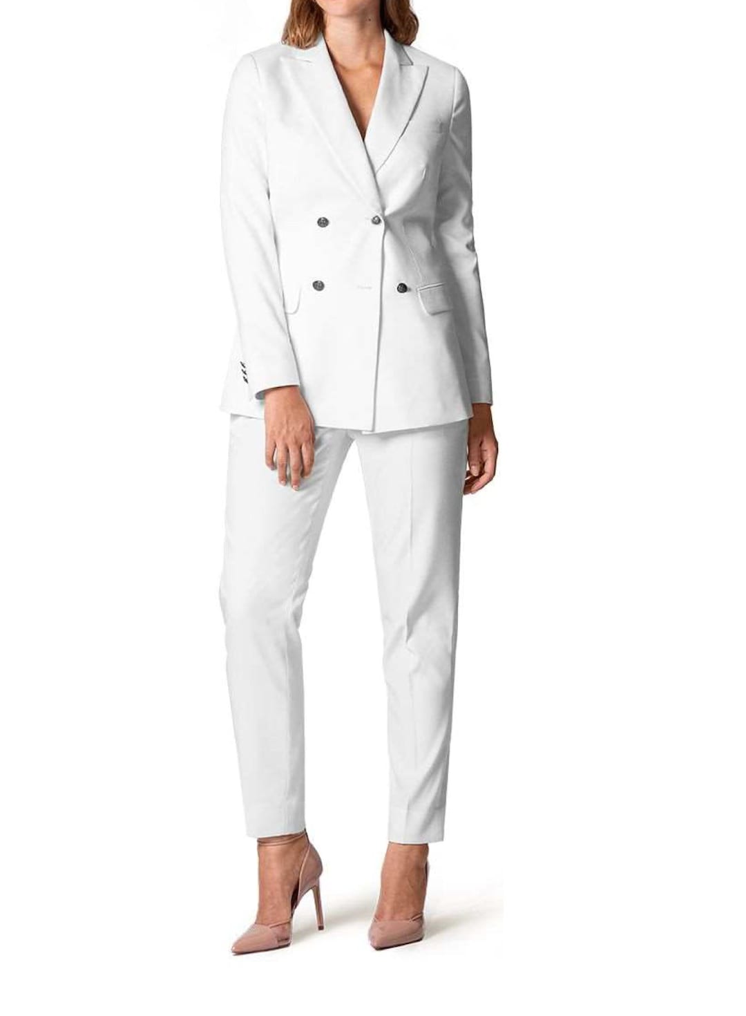 Women White Pant Suit White Double Breasted Coat Suit 2 Etsy