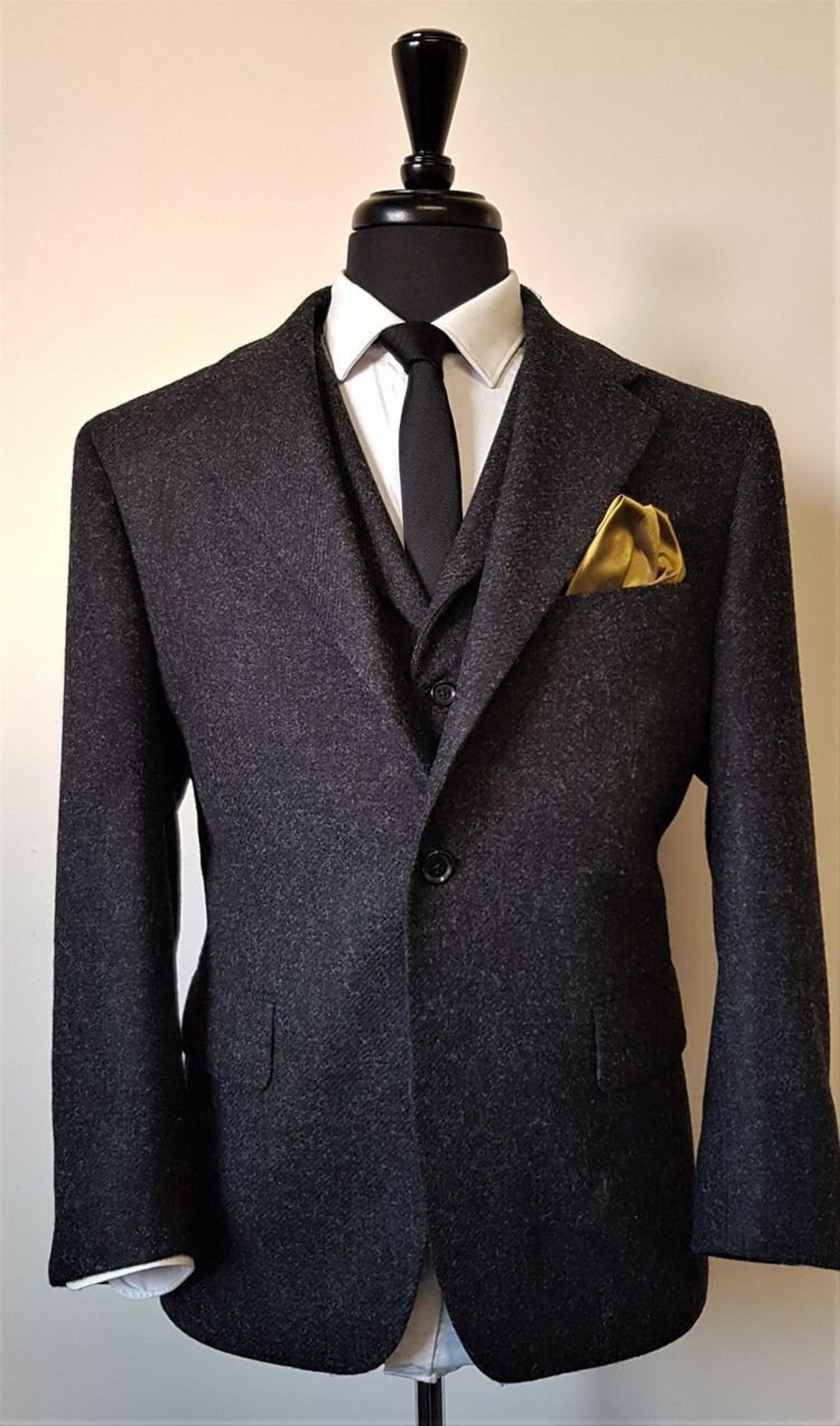 Black Tweed Suit Men Tweed Coat Suit Men Wedding Tweed - Etsy