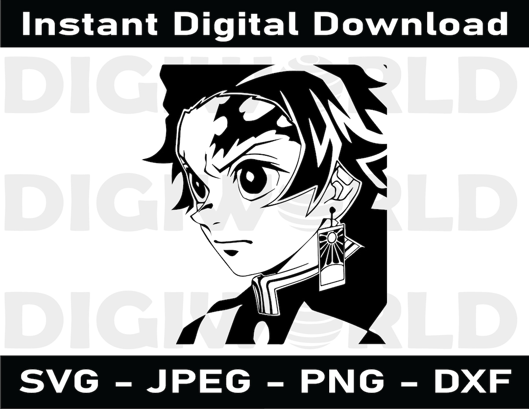 Demon Anime SVG, Slayer Anime SVG, Instant Downloads in Black & White ...