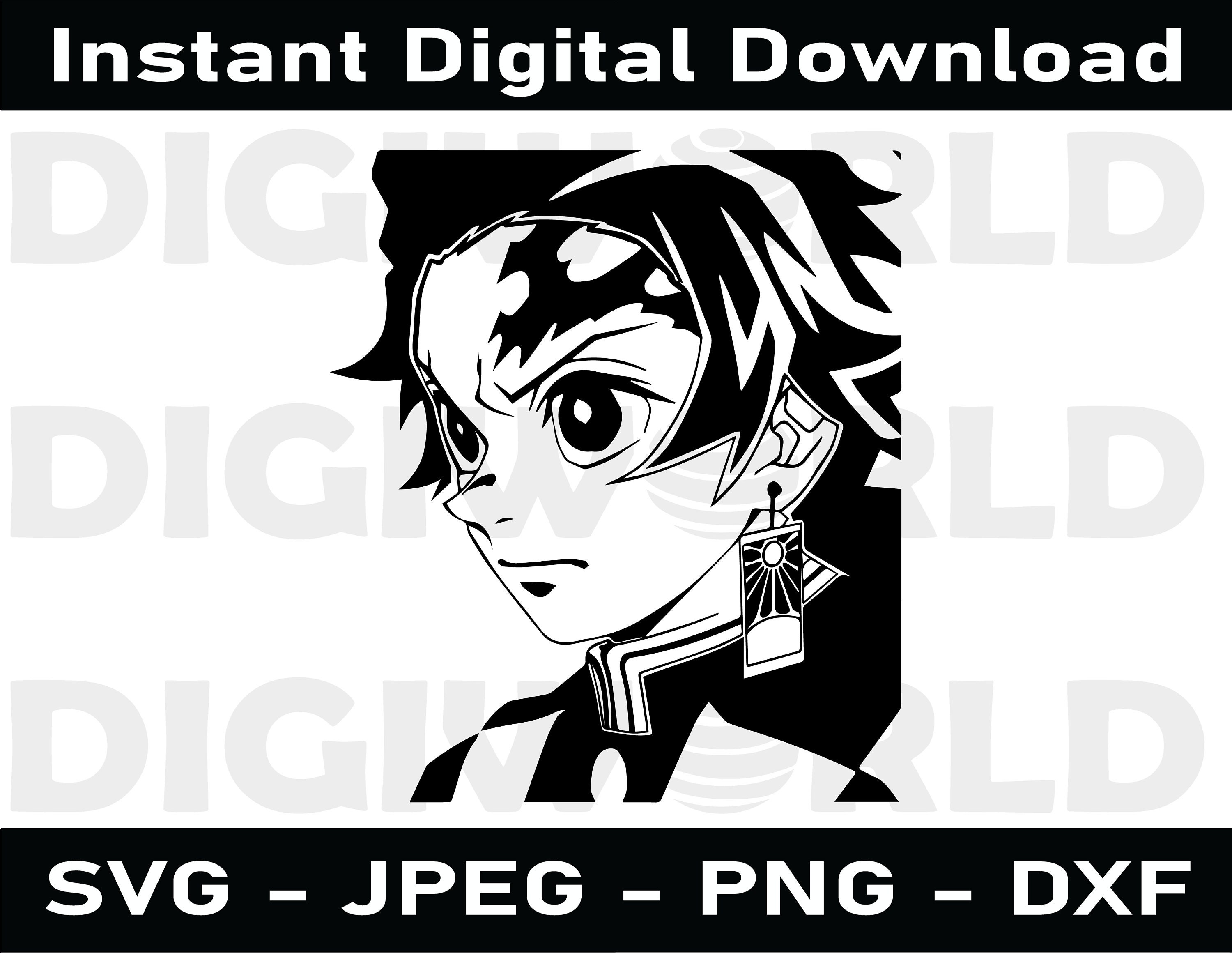 Demon Anime SVG, Slayer Anime SVG, Instant Downloads in Black & White ...