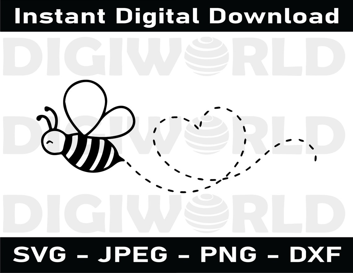 Bee With Heart SVG, Bee SVG, Insect SVG Instant Downloads in Black ...