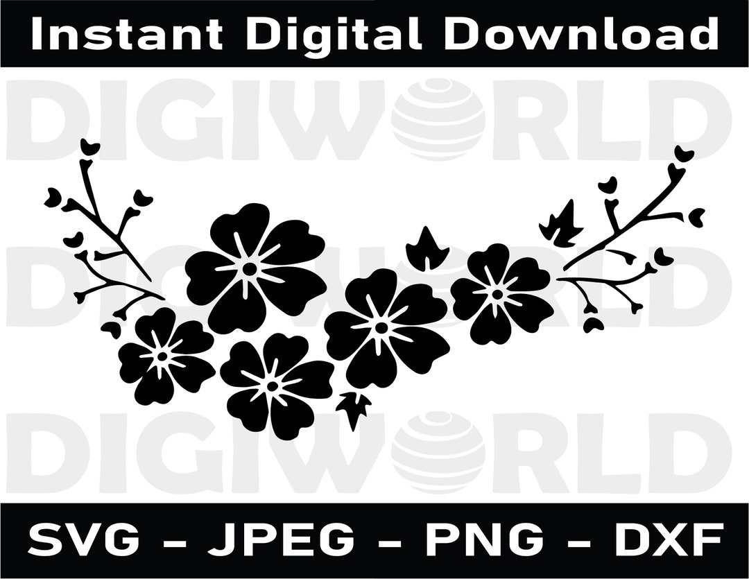Flower Vine SVG, Floral SVG, Instant Downloads in Black & White, Svg ...