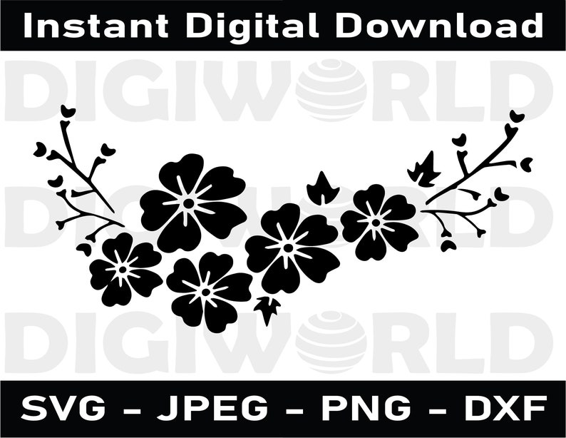 Flower Vine SVG, Floral SVG, Instant Downloads in Black & White, Svg ...