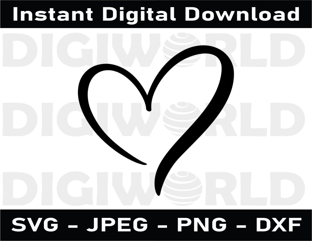 Open Heart SVG, Heart SVG, Instant Downloads in Black & White, Svg, Png ...