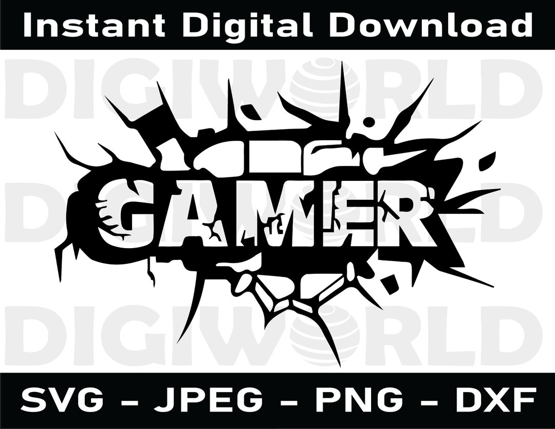 Gamer SVG, Gaming SVG Instant Downloads in Black & White, Svg, Png, Dxf ...