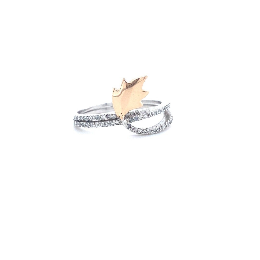 Diamond Rings, Feather Diamond Ring, Split Shank, 10k Solid Gold ...