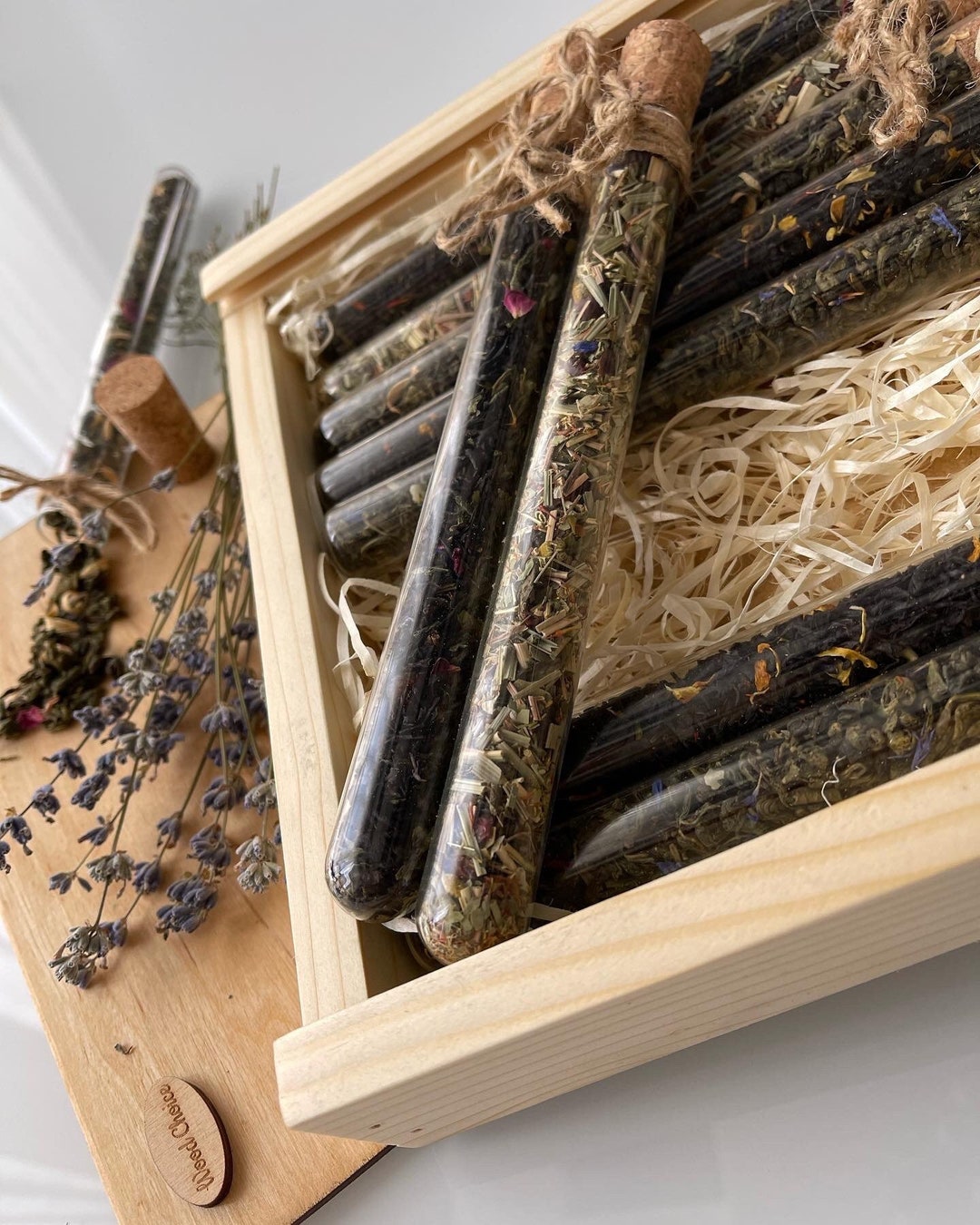 Wooden Tea Box With 10 Tea Tubes, Tea Storage, Tea Storage Organizer ...