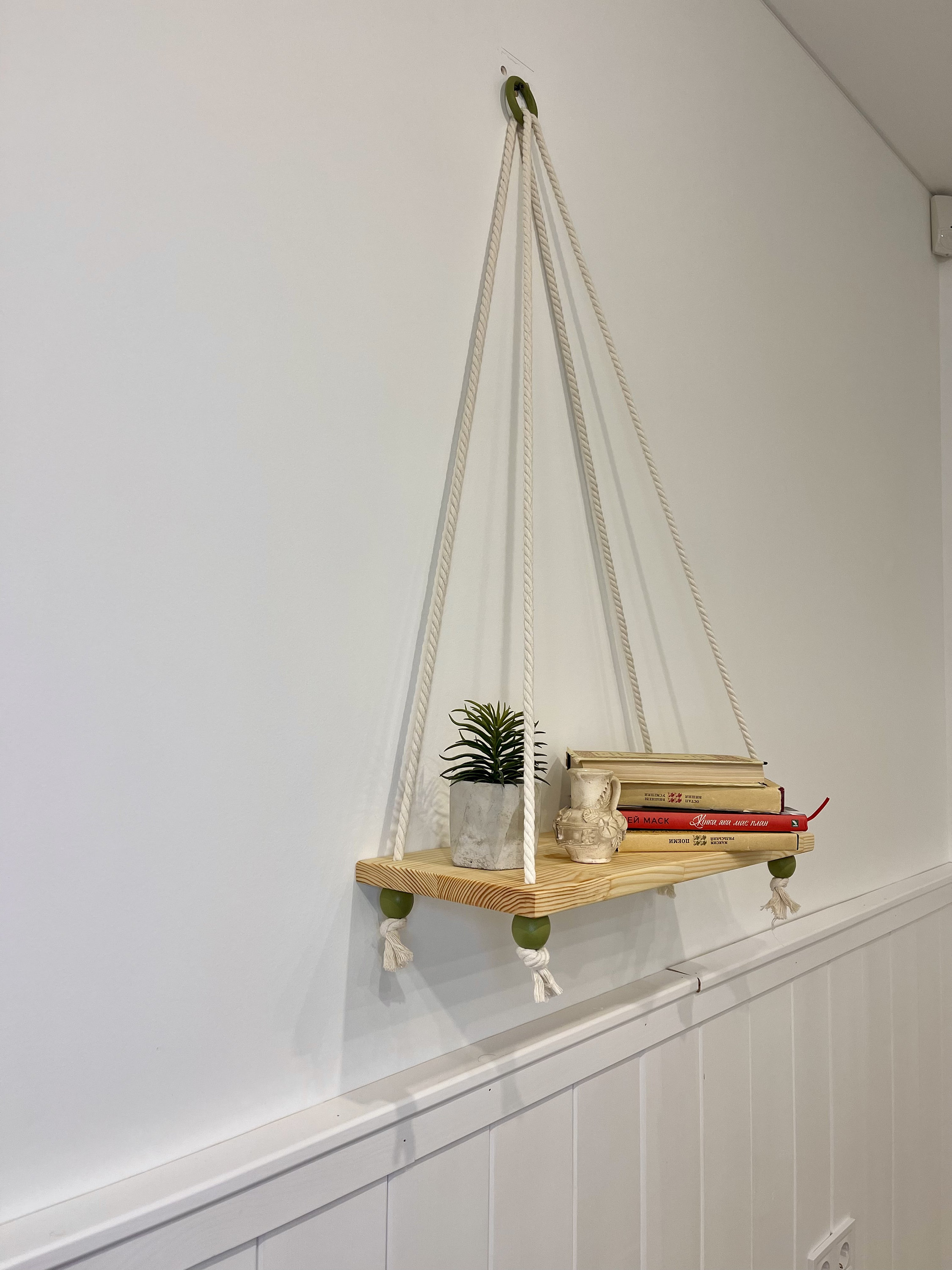 Rope Shelf, Wall Shelf, Floating Shelf for Plants and Books, Rope ...