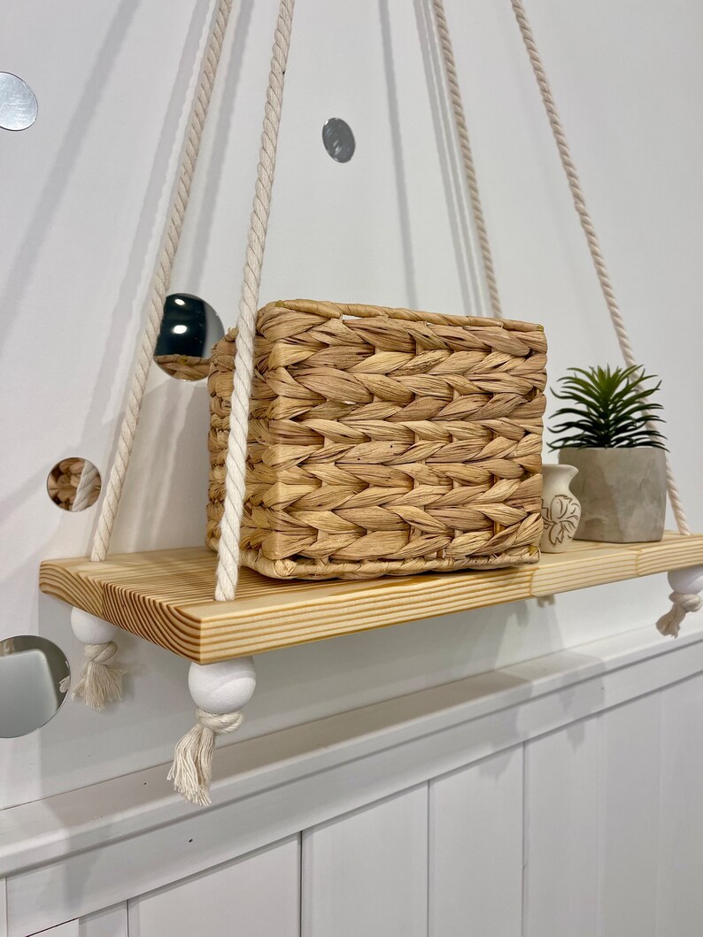Rope Shelf, Wall Shelf, Floating Shelf for Plants and Books, Rope ...