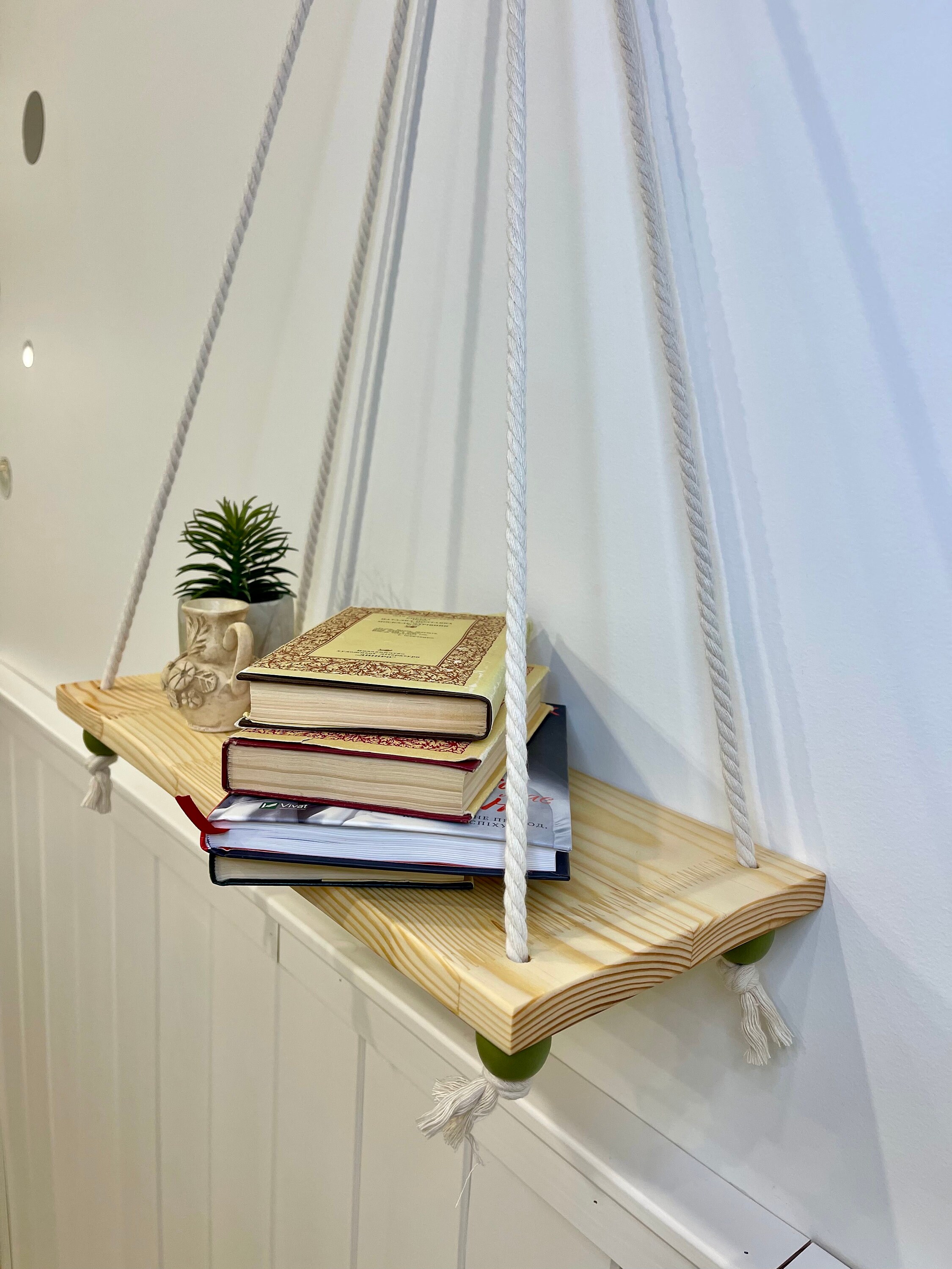 Rope Shelf, Wall Shelf, Floating Shelf for Plants and Books, Rope ...