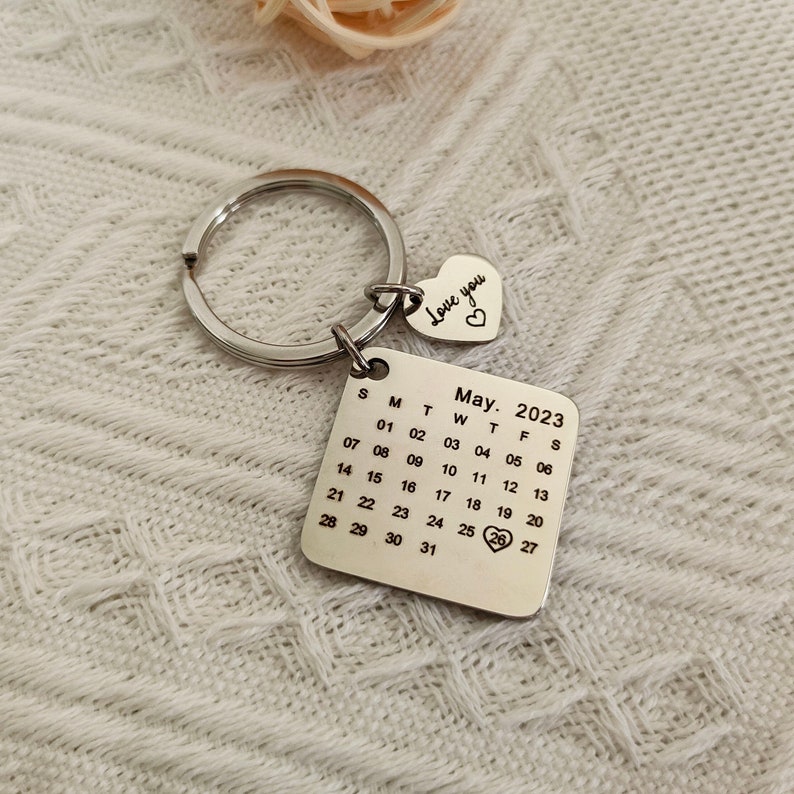 Custom Calendar Keychain,personalized Date Save Key Chain,wedding Date ...