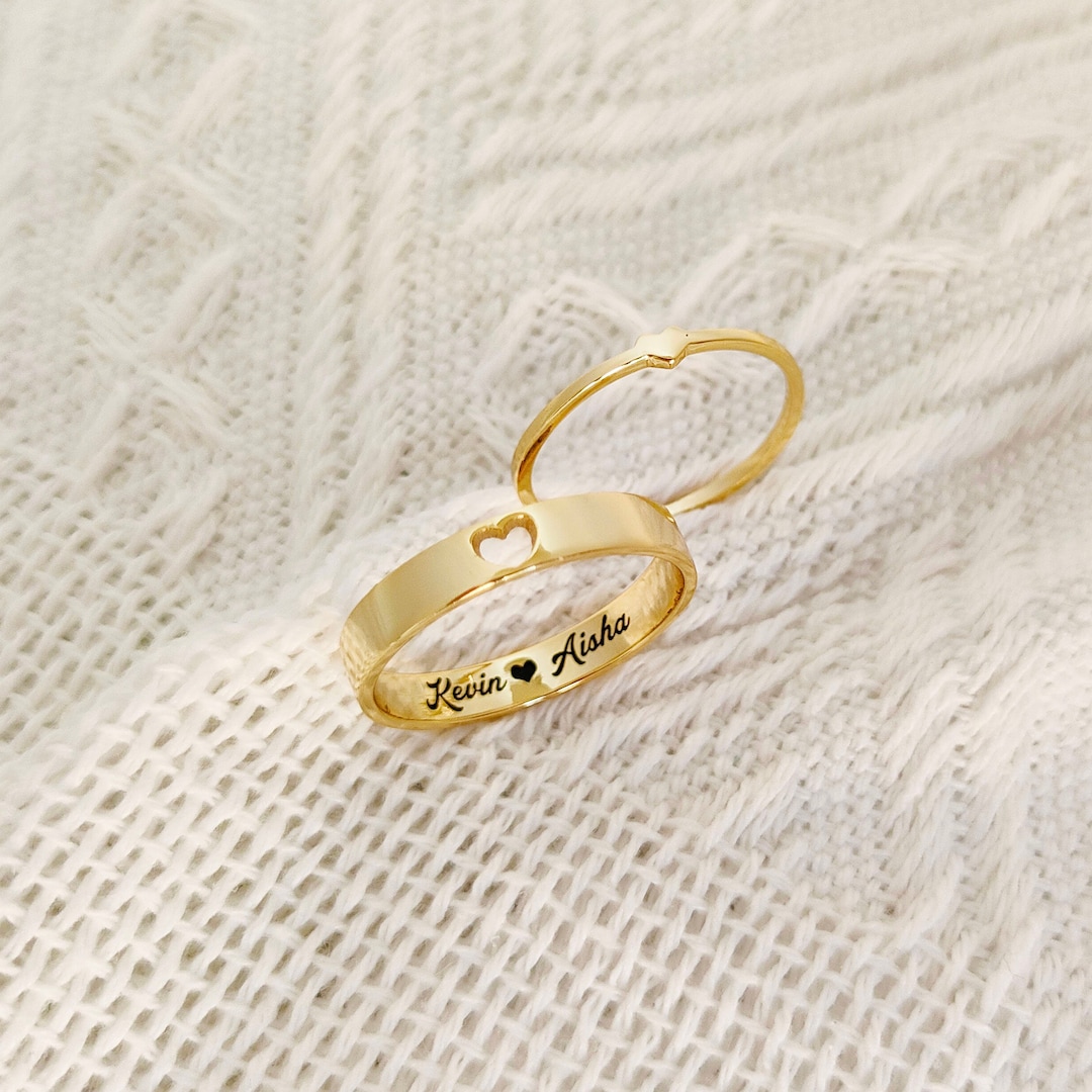 Personalized Engraved Couples Ring Set,matching Ring Set,anniversary ...
