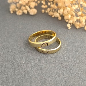 Personalized Couple Rings,custom Heart Name Rings,initial Couple Ring ...