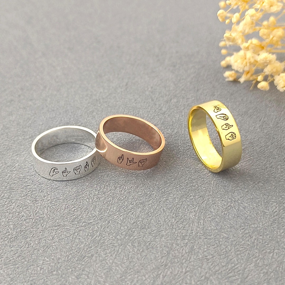 ASL Custom Name Ring • Sign Language Ring • ASL Ring • Gesture Ring ...