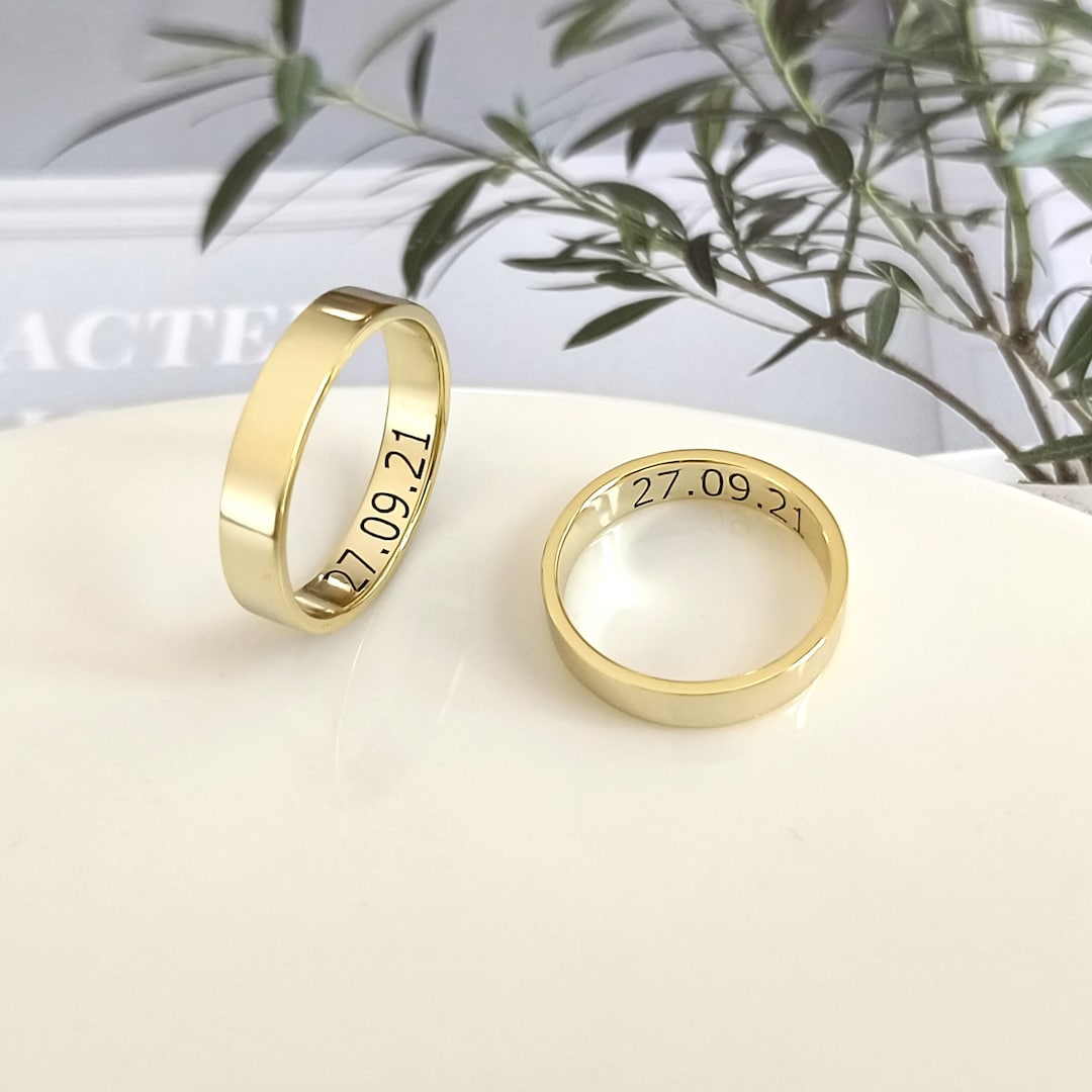 Custom Couple Rings, Engraved Rings, Gold、 Silver Rings, Wedding Rings ...