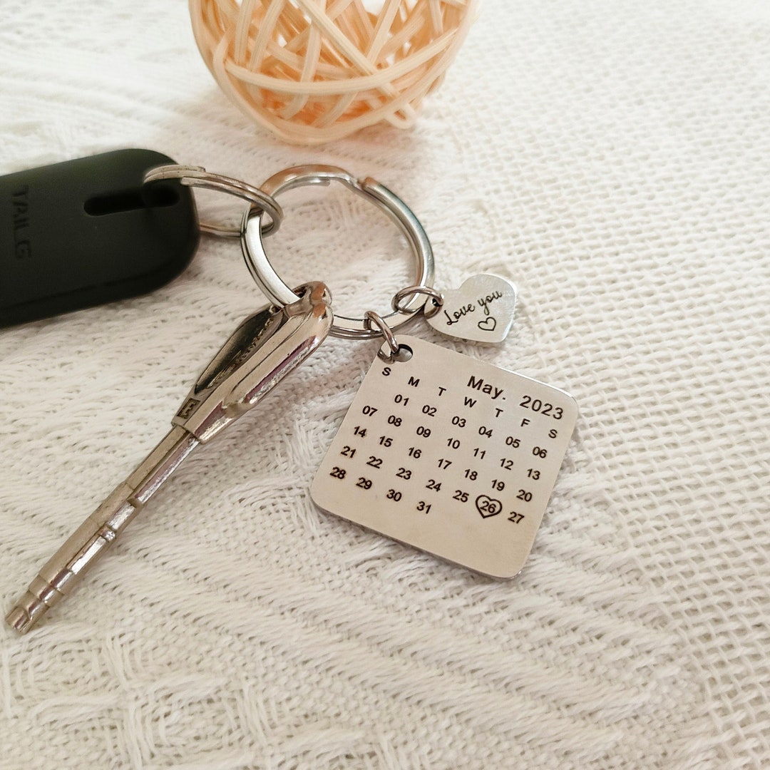 Custom Calendar Keychain,personalized Date Save Key Chain,wedding Date ...