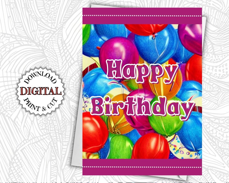 Happy Birthday Printable Card, Instant Download PDF, Birthday Card ...