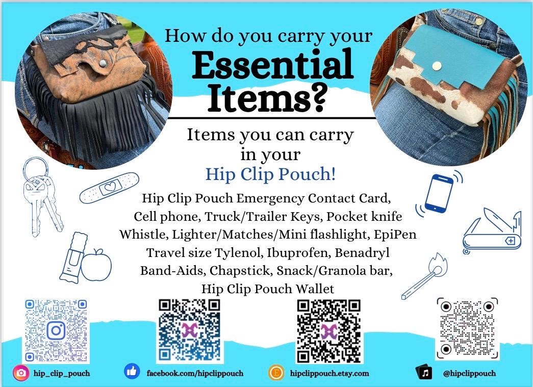 Hip Clip Pouch, Genuine Leather & Fringe - Etsy