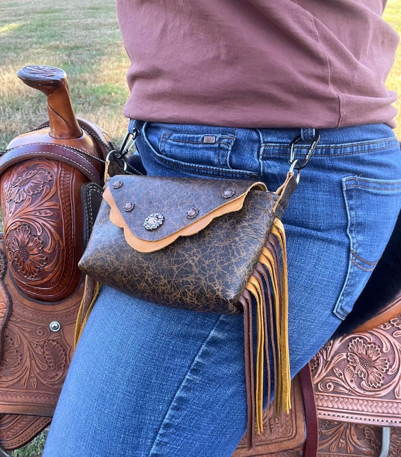 Hip Clip Pouch, Genuine Leather & Fringe - Etsy
