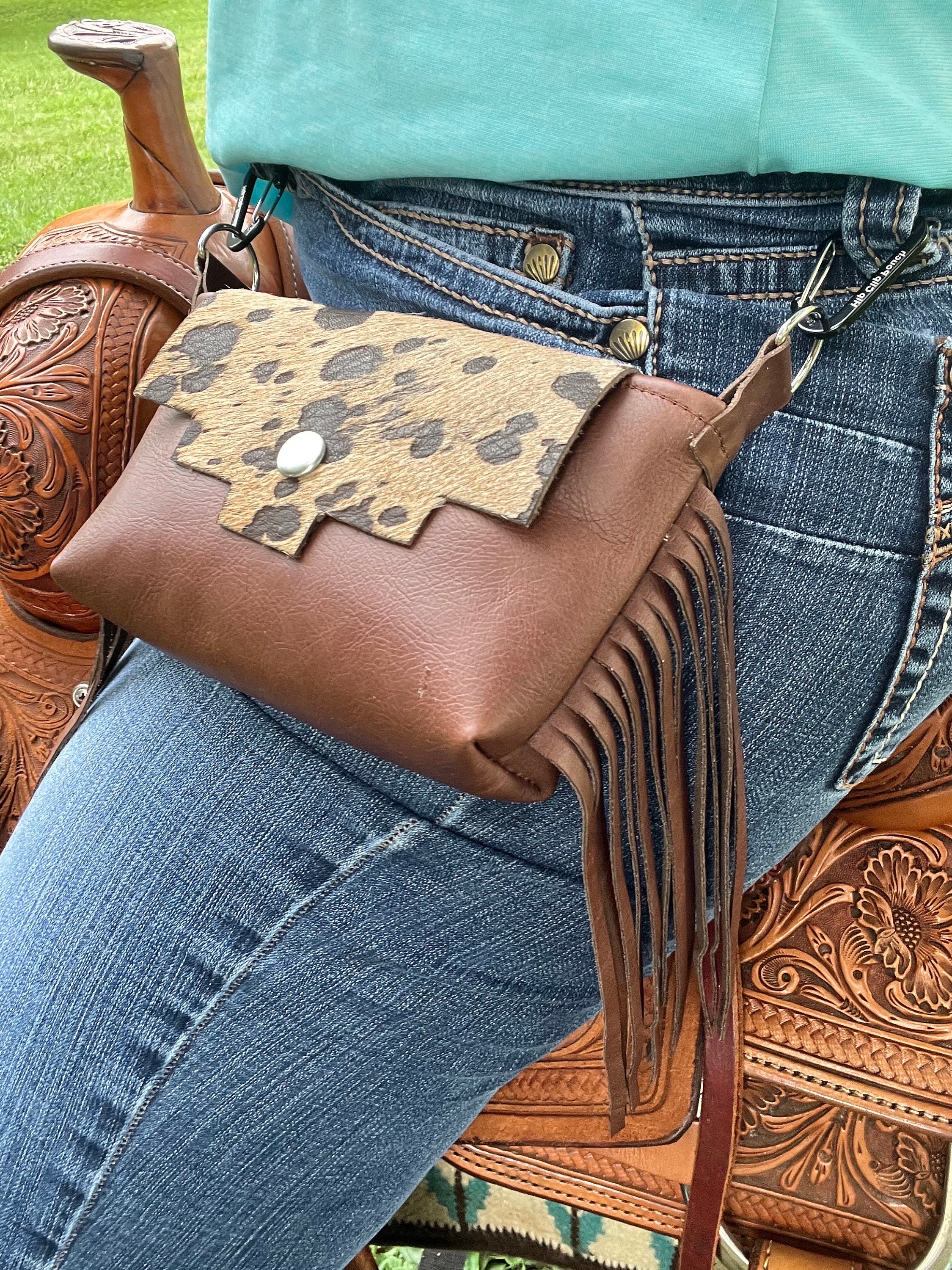 Hip Clip Pouch, Genuine Leather & Fringe - Etsy
