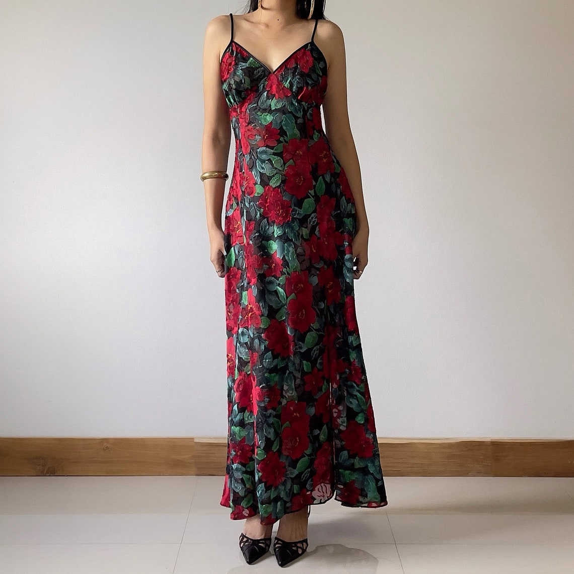 Vintage VS Floral Sheer Gown large - Etsy