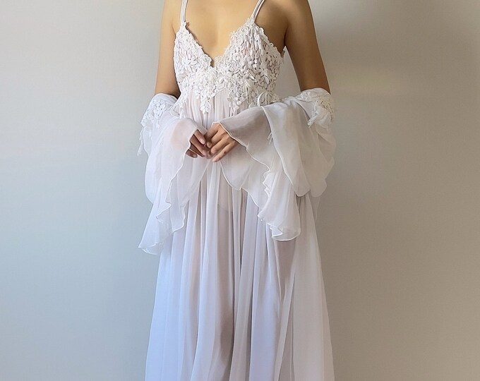 Vintage Jonquil White Chiffon & Lace Set (small) - Etsy