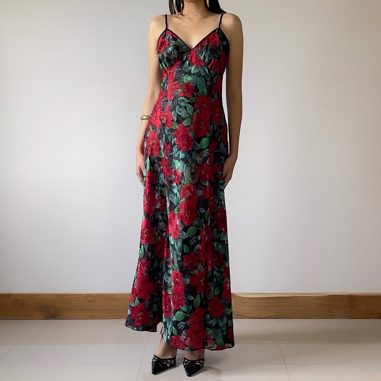 Vintage VS Floral Sheer Gown large - Etsy