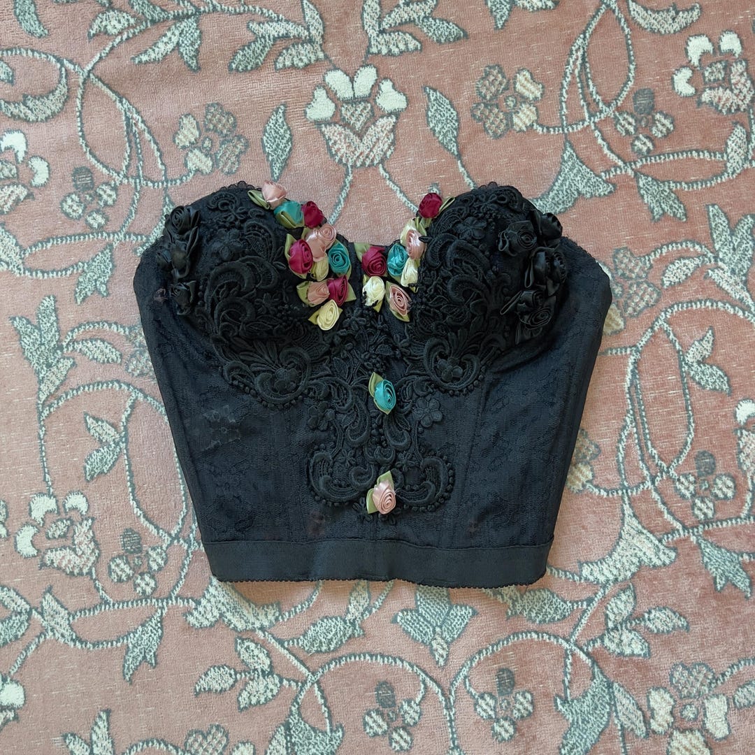 Vintage 1980s Black Lace Corset Top (32B/30C) - Etsy