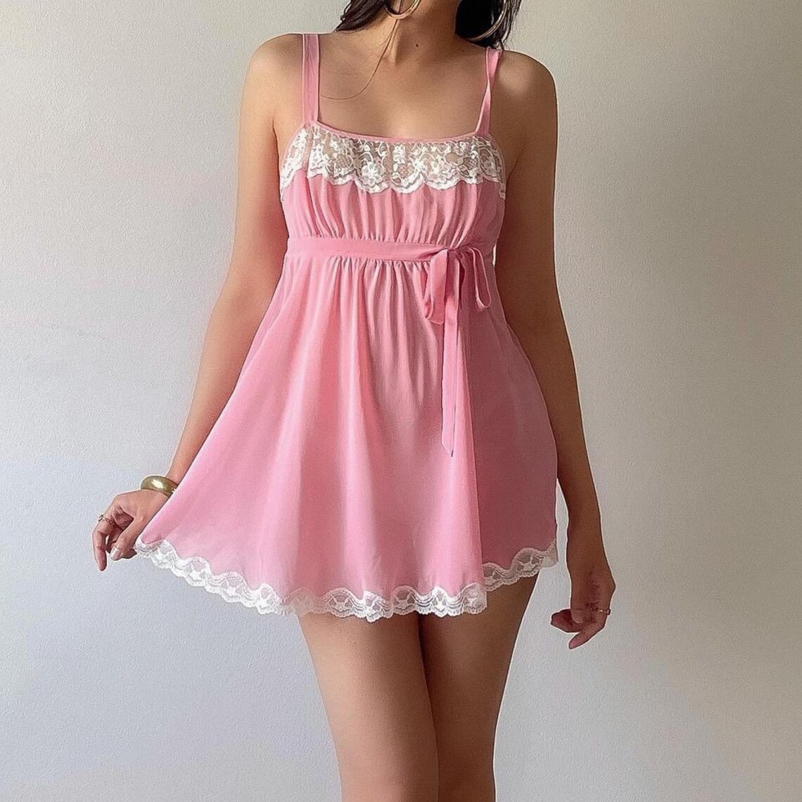 Cute VS Pink Chiffon Mini Dress small - Etsy